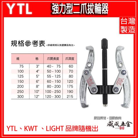 Ytl Kwt 台灣製｜3 4 5 6二爪軸承拔輪器 軸承拔取器 二爪拔輪器 2爪拔輪器 兩爪拔取器