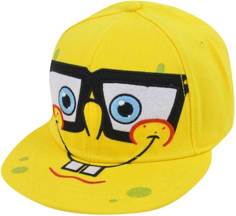 Spongebob Nerd Hat Cap Yellow Flex Fit Flatbill Logo Clothing Shoes And Jewelry
