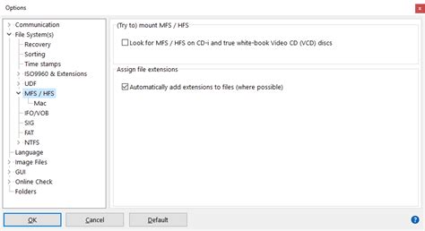 Hfs File System Settings Scan Options