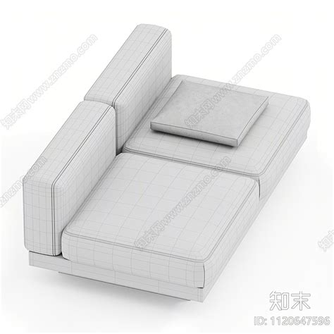 现代无扶手双人沙发3d模型下载【id1120647596】知末3d模型网