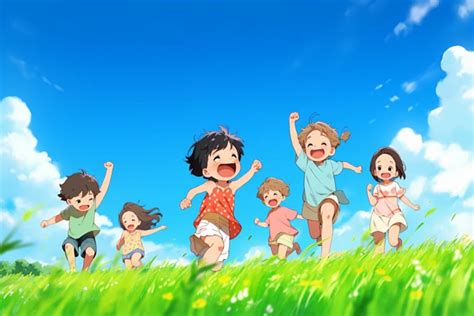 晴天暑假儿时春游儿童假期玩耍插画图片 花瓣网