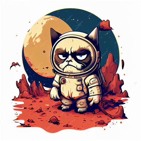 Premium Ai Image There Is A Grumpy Cat In A Space Suit Sitting On The
