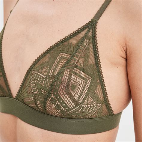 Soutien Gorge Triangle En Dentelle Vert Kaki Femme La Halle