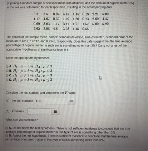 Solved Points A Random Sample Of Soil Specimens Was Chegg Com