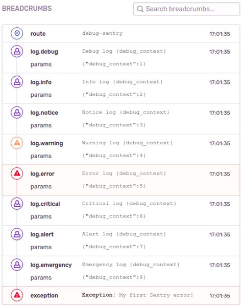 incorrect breadcrumb type · issue 302 · getsentry sentry laravel · github