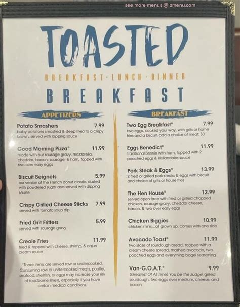 Online Menu Of Toasted Restaurant Columbus Georgia 31909 Zmenu