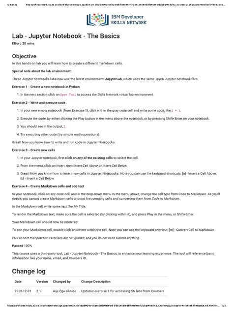 Lab Jupyternotebook Thebasics Md Pdf Computing System Software