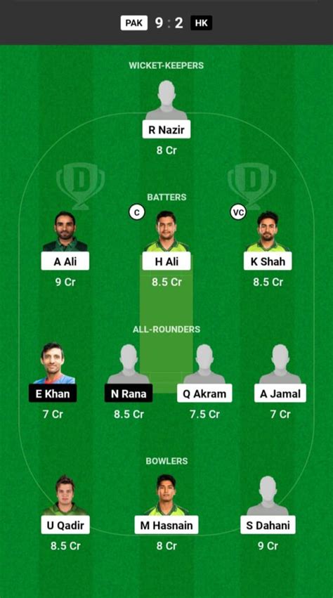 Pak Vs Hk Dream11 Prediction In Hindi Dream11 Team Fantasy Cricket