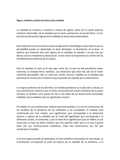 Signos Sã Mbolos Y Niveles De Lectura De La Realidad Pdf