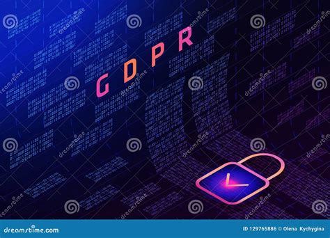 Gdpr General Data Protection Regulation And Lock On Background Of Matrix Code Stock