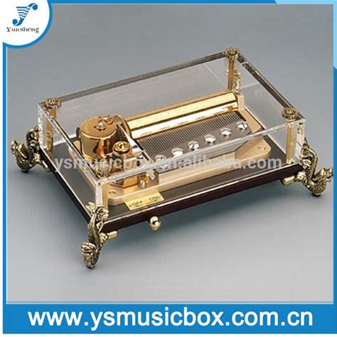 China Wooden Musical Box Glass Music Box with 50 Note Golden Musical ...