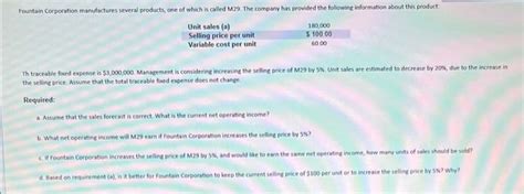 Solved Th Traceable Fixed Expense Is 3 000 000 Management