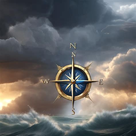 Premium Photo A Compass Rose Obscured By Storm Clouds Navigating