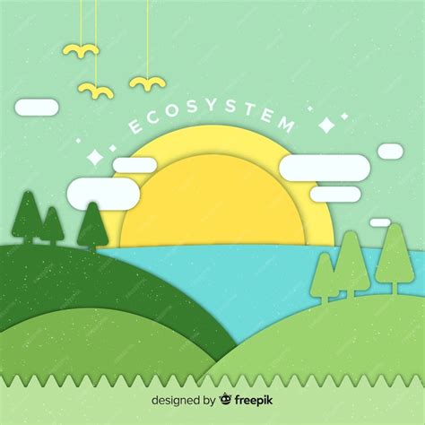 플랫 생태계 개념 무료 벡터