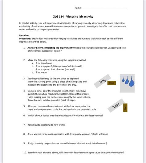 Solved Name Glg 114 Viscosity Lab Activity In This Lab