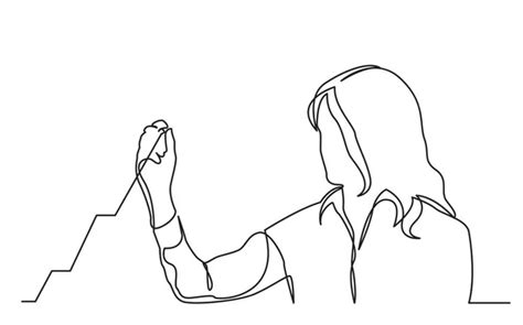 Continuous Line Drawing Man Talking Mobile Pnone Decreasing Graph Stock