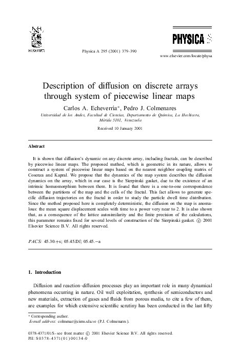 Pdf Description Of Diffusion On Discrete Arrays Through System Of