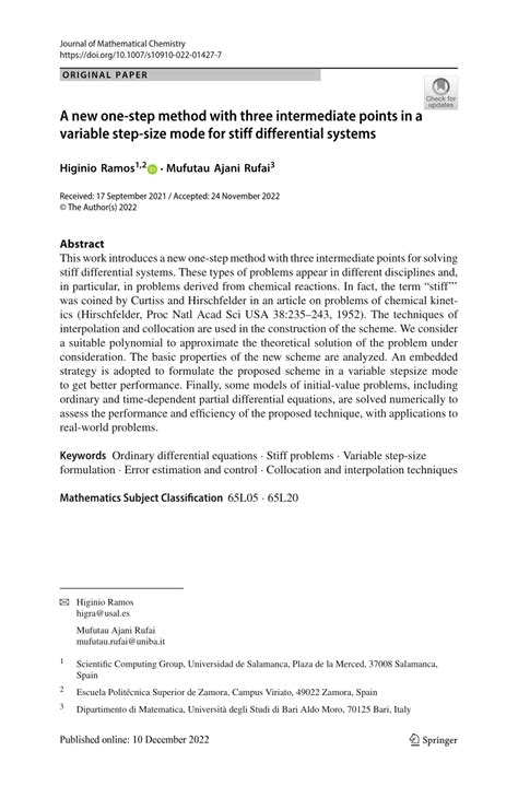 Pdf A New One Step Method With Three Intermediate Points In A