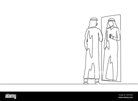 Continuous One Line Drawing Arab Businessman Wearing Arabian Clothes