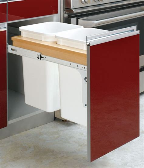 Rev A Shelf 4WCTM 15DM 2 Double 27 Qt Maple Top Mount Waste Container 1 5 Faceframe