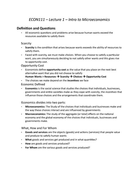 Econ 111 Lecture 1 Intro To Microeconomics Econ111 Lecture 1 Intro To Microeconomics