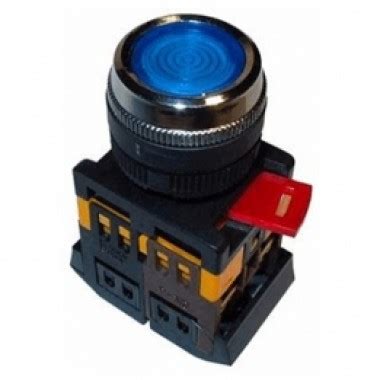 Кнопка ABLFS-22 d22мм с подсветкой/неон 240В 1з+1р синяя TDM
