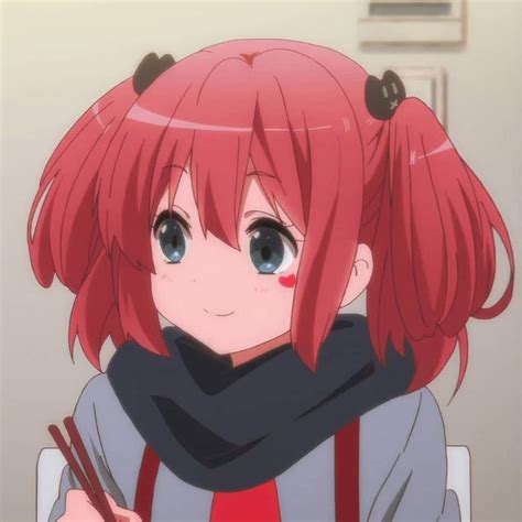 An Anime Girl With Red Hair Holding Chopsticks