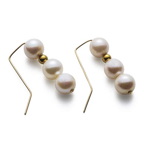 Triple Akoya Pearl Hook Earrings Dandelions Japan