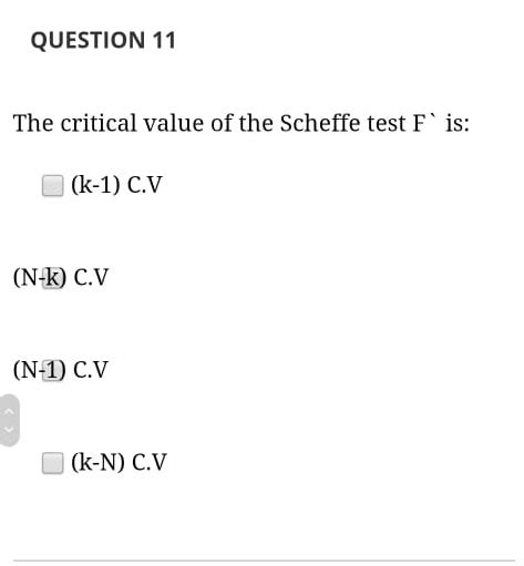 Solved QUESTION 11 The Critical Value Of The Scheffe Test Chegg Com