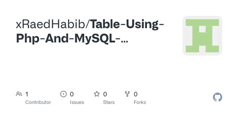 GitHub XRaedHabib Table Using Php And MySQL Database