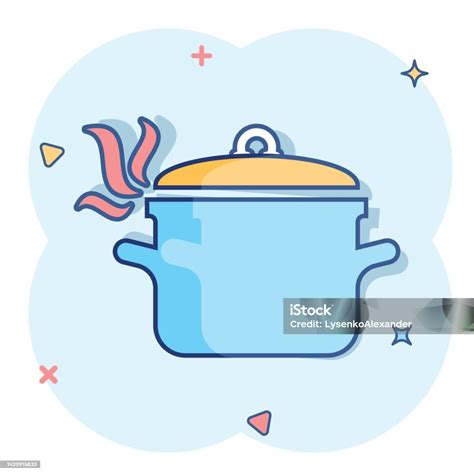 Icône De Casserole De Cuisson De Dessin Animé Vectoriel Dans Le Style
