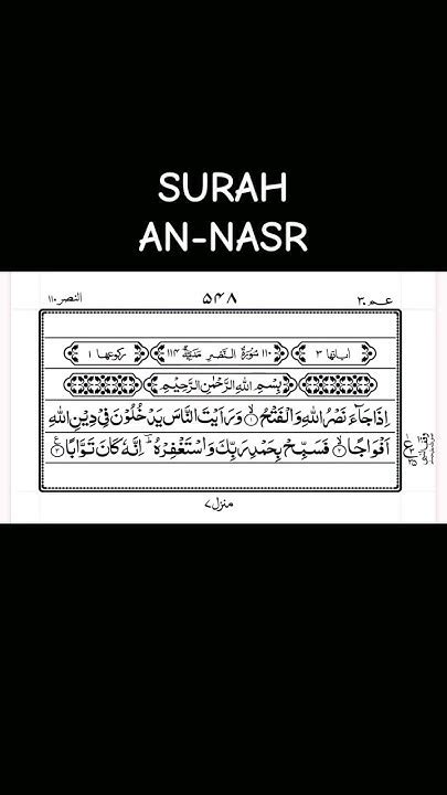 Surah An Nasr Annasr Quran Youtubeshorts Youtube