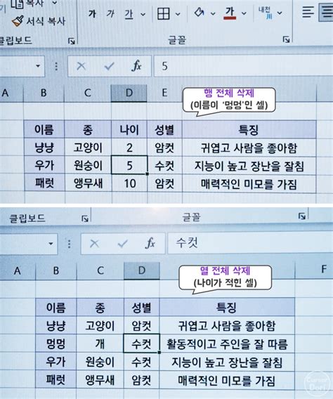 엑셀 행 열 삽입 및 셀 삭제하는 방법 네이버 블로그