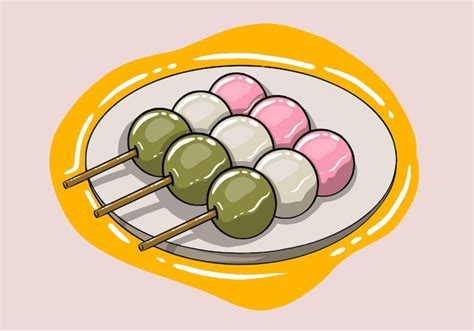 Premium Vector Japanese Spring Dango Three Color Dumplings Dangos