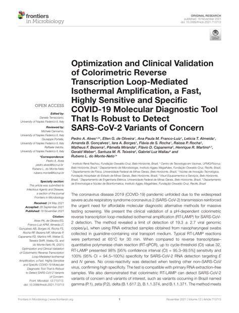 Pdf Optimization And Clinical Validation Of Colorimetric Reverse