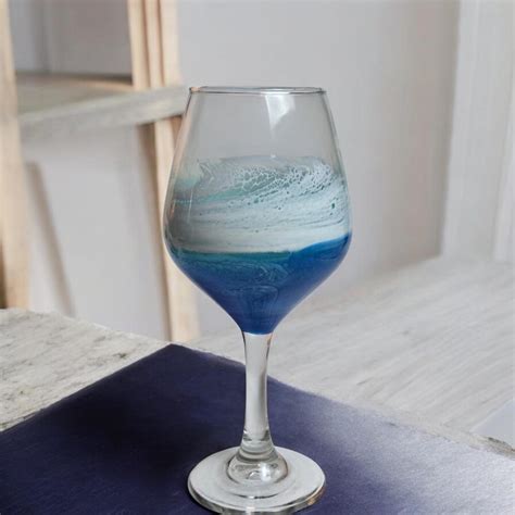 Beach Wine Stemmed Glasses And Ocean Decor Luxury Epoxy Resin Glasses