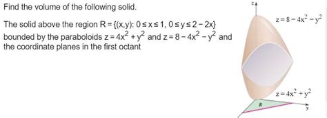 [solved] Find The Volume Of The Following Solid The Soli