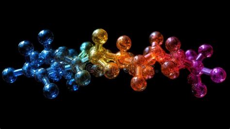 Rainbow Colored Molecular Structure Model Stock Illustration Illustration Of Orange Green