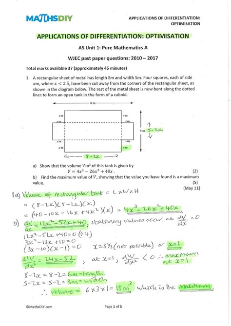 Applications Of Differentiation Optimisation Solutions Mathhdsyiy