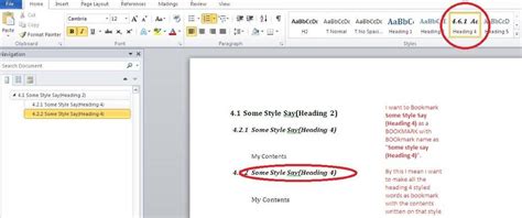 Search For A Certain Style In Word 2010 And Make It Into A Bookmark