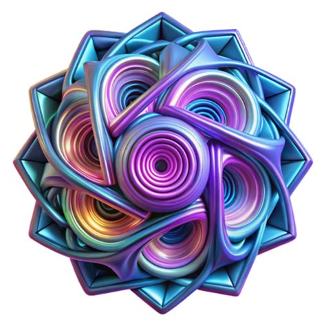 Abstract 3d Render Of Intertwined Metallic Spirals And Geometric Shapes