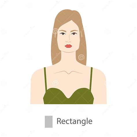 Women Face Rectangle Shape Type With Text Diagram Female Vector Illustration In Cartoon Style