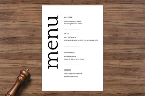 Menu Template Powerpoint Menu Modern Bride Minimal Menu Catering Menu 5x7 Menu Party Menu