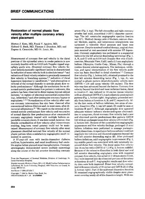 Pdf Restoration Of Normal Phasic Flow Velocity After Multiple