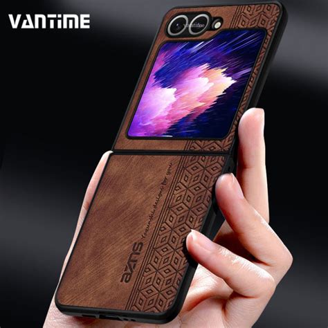 Vantime For Samsung Galaxy Z Flip6 Case PU Leather Camera Protect Matte