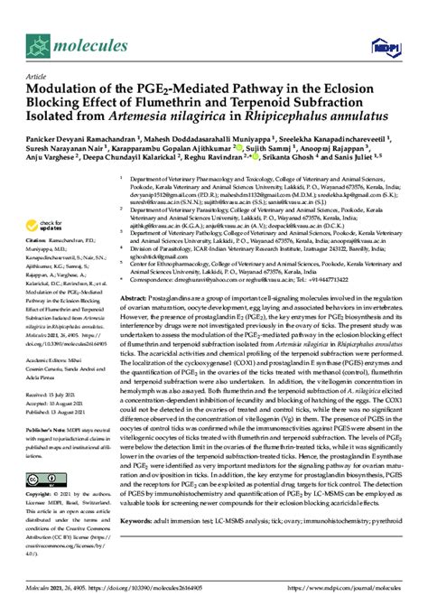 Pdf Modulation Of The Pge2 Mediated Pathway In The Eclosion Blocking