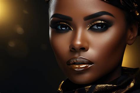 Premium Photo Golden Glamour Fashionable African American Woman