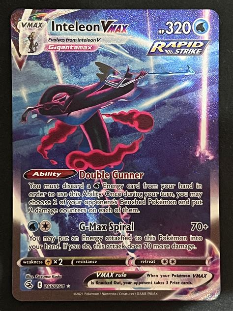 Inteleon Vmax 266264 Fusion Strike Rare Alt Art Holo V Jarvvos