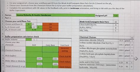 Solved O For Your Assigned Ph Choose Your Acid Base Pair Id