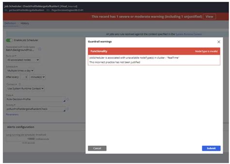 job scheduler registration fails with pega0098 error invalid mapped